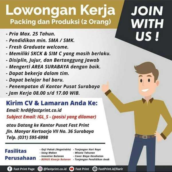 Lowongan Kerja Packing dan Produksi (2 Orang) | AtmaGo