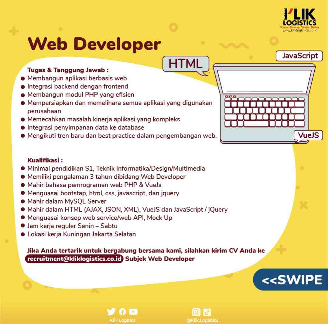 Web Developer Klik Logistics | AtmaGo