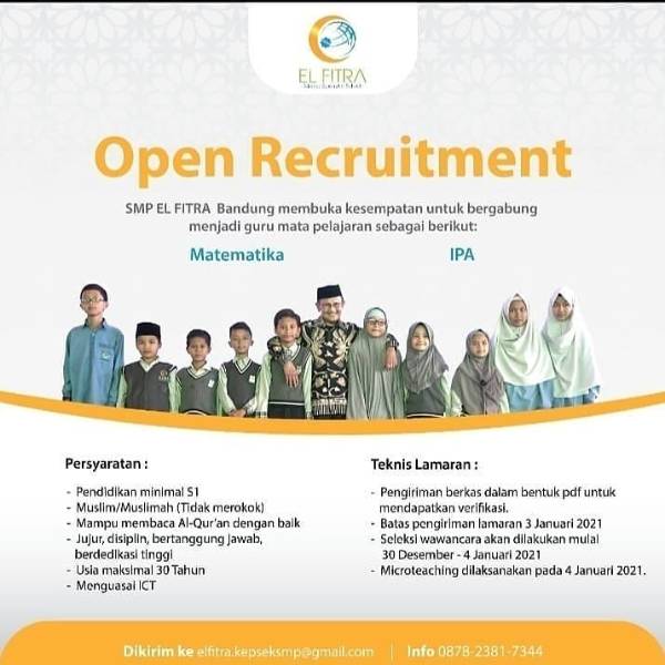 Lowongan Kerja SMP Dan SMA El Fitra Bandung | AtmaGo