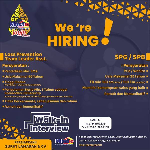 SPG / SPB Mitra 10 Jogja (Walk in Interview) | AtmaGo