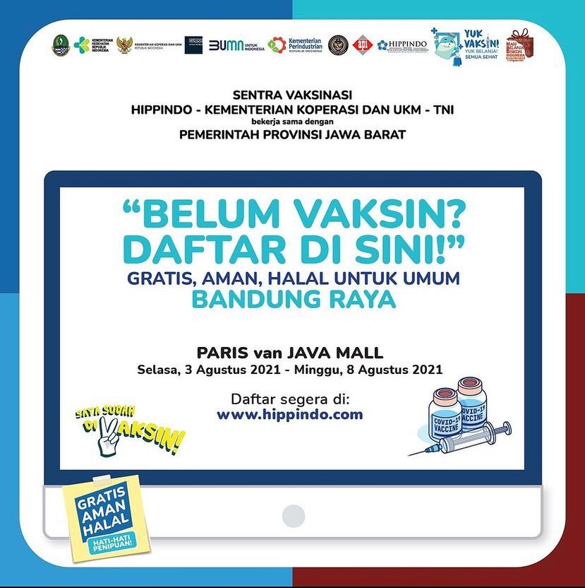 Vaksinasi COVID-19 Paris Van Java Mall Bandung (3-8 Agustus 2021) | AtmaGo