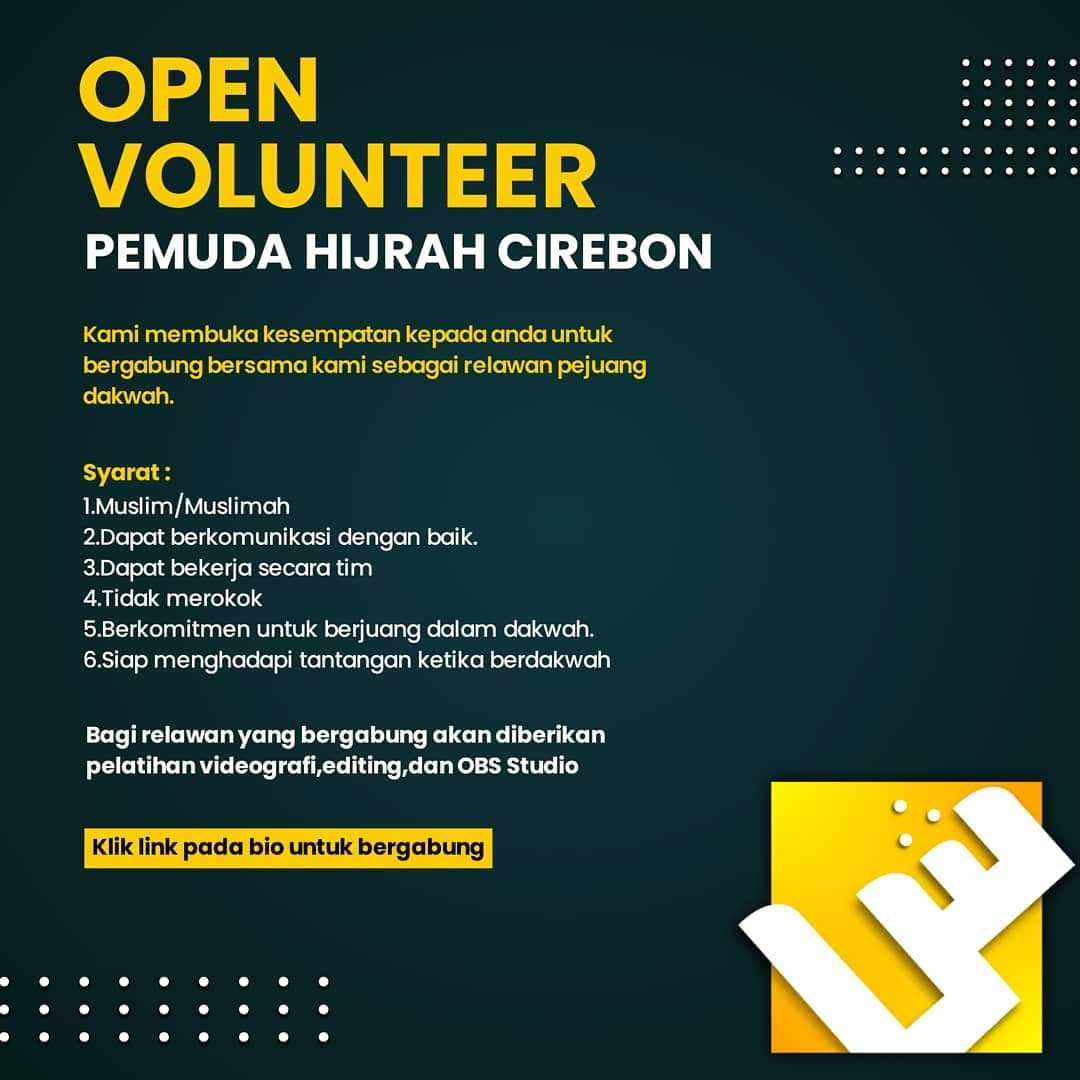 Open Volunteer Pemuda Hijrah Cirebon, Relawan Pejuang Dakwah | AtmaGo
