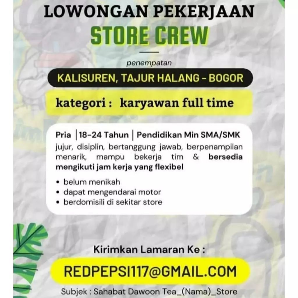 Lowongan STORE CREW | AtmaGo