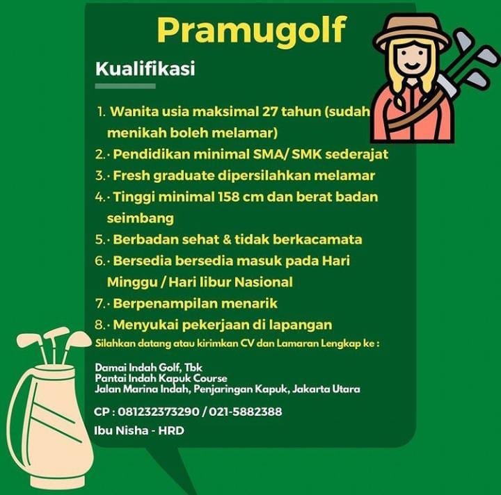 Lowongan Pramugolf / Golf Caddy | AtmaGo