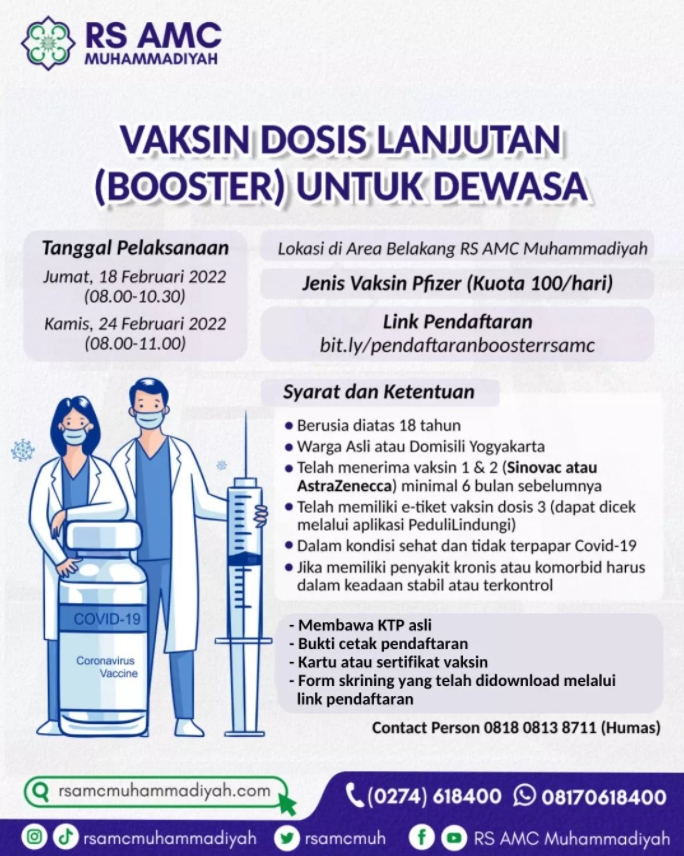Vaksinasi Booster COVID-19 RS AMC Muhammadiyah (18 Februari 2022) | AtmaGo