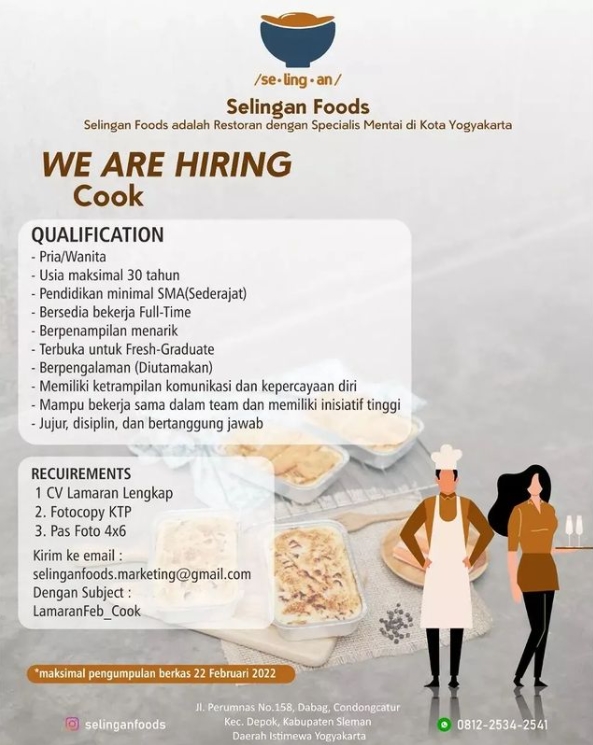 Lowongan Cook | AtmaGo