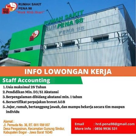 Staff Accounting Rumah Sakit Pena 98 | AtmaGo
