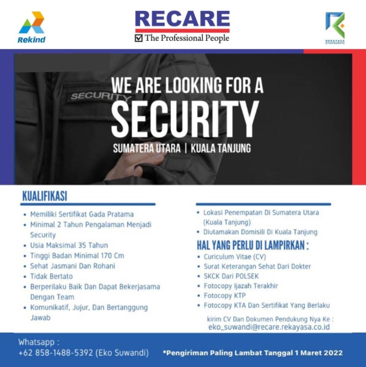 Lowongan Security Satpam Medan | AtmaGo