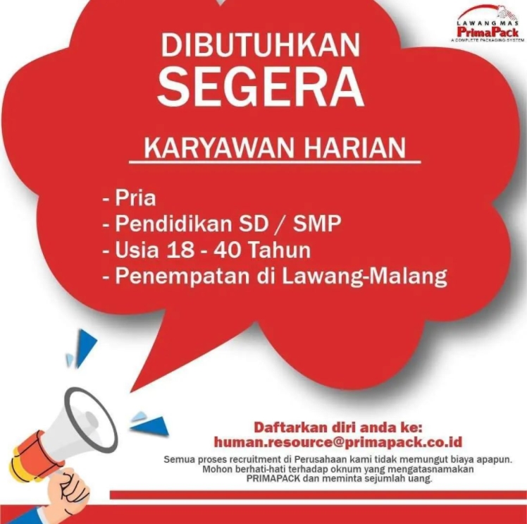 DIBUTUHKAN SEGERA KARYAWAN HARIAN | AtmaGo