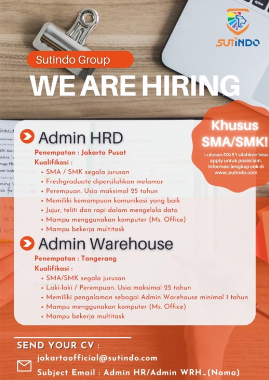Lowongan Admin Gudang dan Admin HRD | AtmaGo