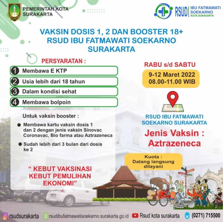 Vaksinasi COVID-19 RSUD Ibu Fatmawati Soekarno Surakarta (9-12 Maret 2022) | AtmaGo