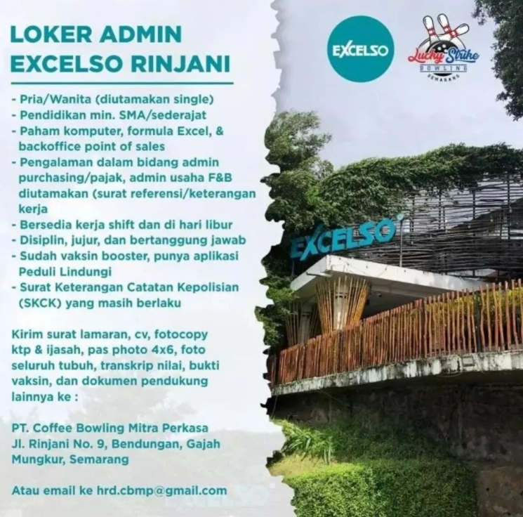 Lowongan Admin Excelso Semarang | AtmaGo