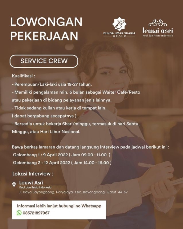 Lowongan Karyawan/Karyawati Kafe (Walk in Interview) | AtmaGo