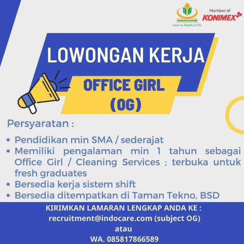 Lowongan Office Girl | AtmaGo