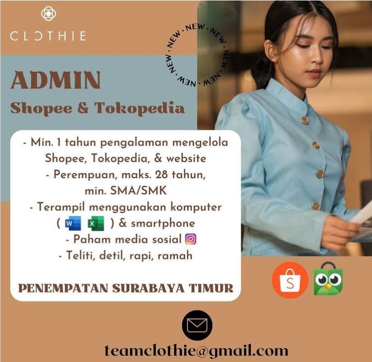 Lowongan ADMIN Shopee & Tokopedia | AtmaGo