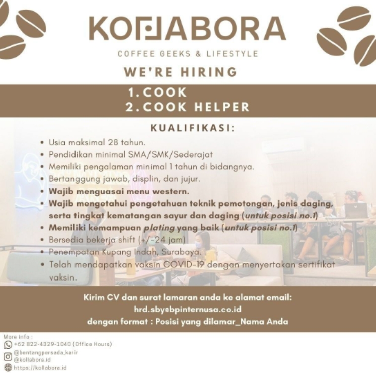 Lowongan Cook dan Cook Helper | AtmaGo
