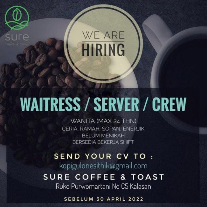 Lowongan WAITRESS / SERVER / CREW | AtmaGo