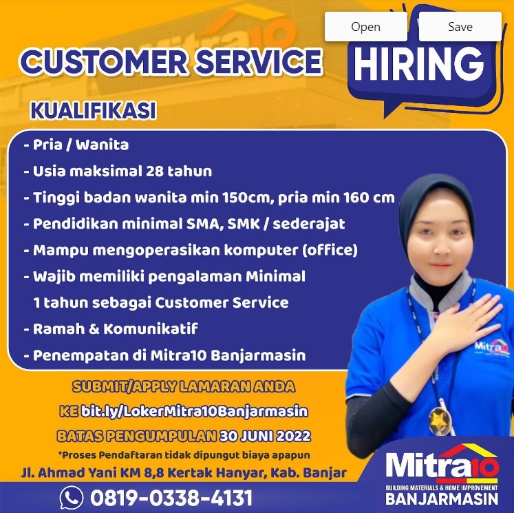 CUSTOMER SERVICE Mitra10 Banjarmasin | AtmaGo
