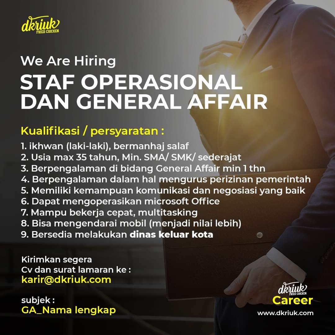 STAF OPERASIONAL DAN GENERAL AFFAIR | AtmaGo