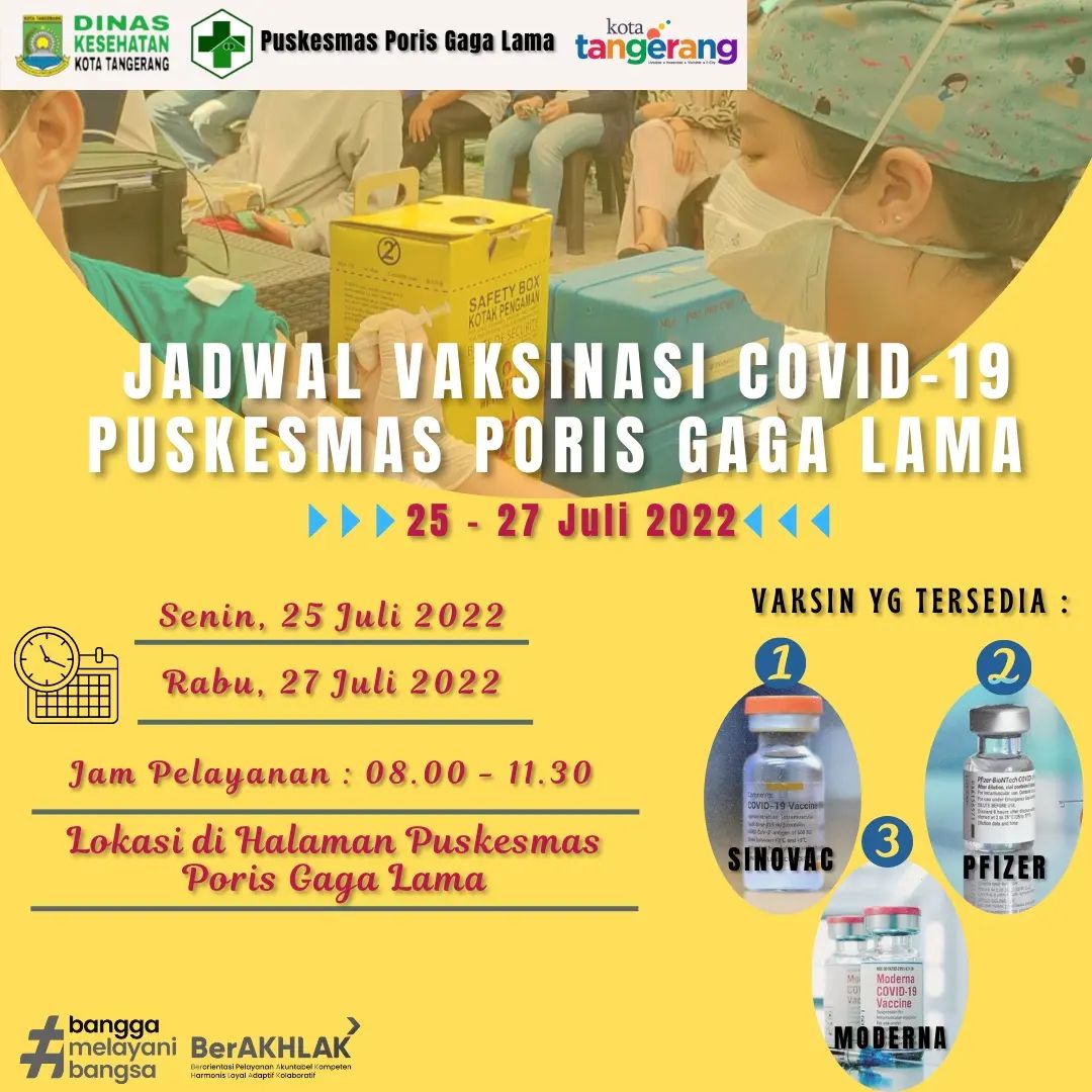 Vaksinasi COVID-19 Puskesmas Poris Gaga Lama (25-27 Juli 2022) | AtmaGo