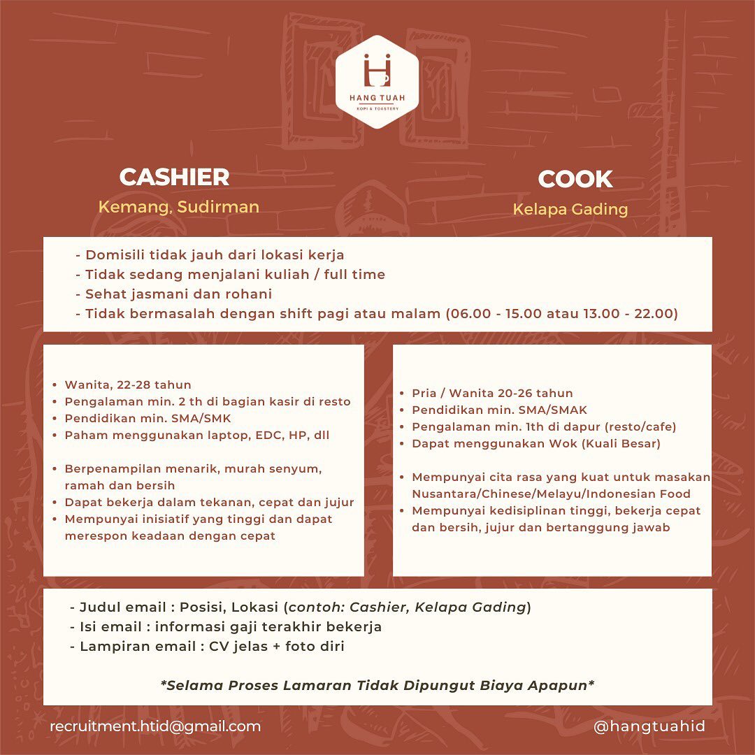 Lowongan Koki dan Kasir Restoran Jakarta | AtmaGo