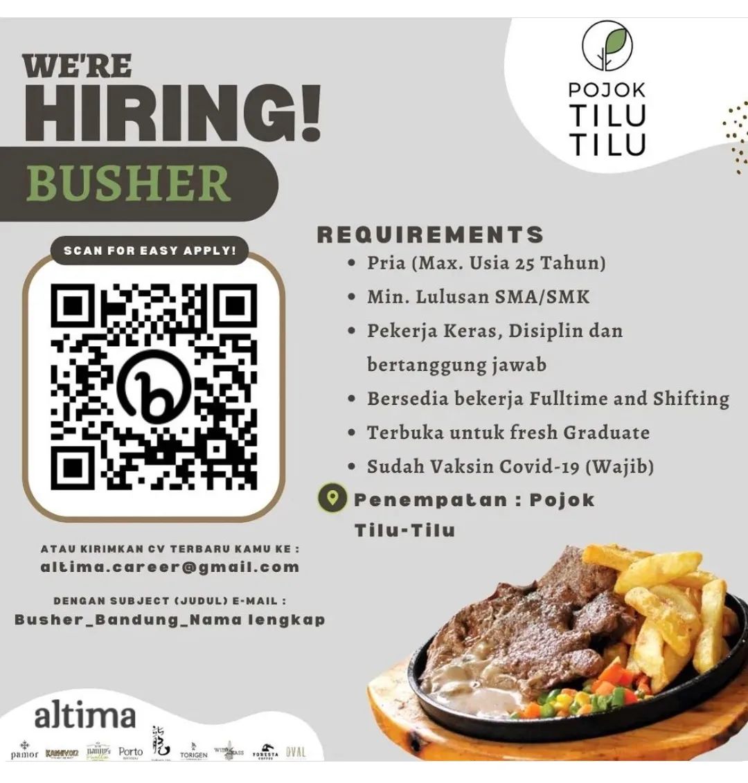 Lowongan Busboy, Cleaning Service Restoran | AtmaGo
