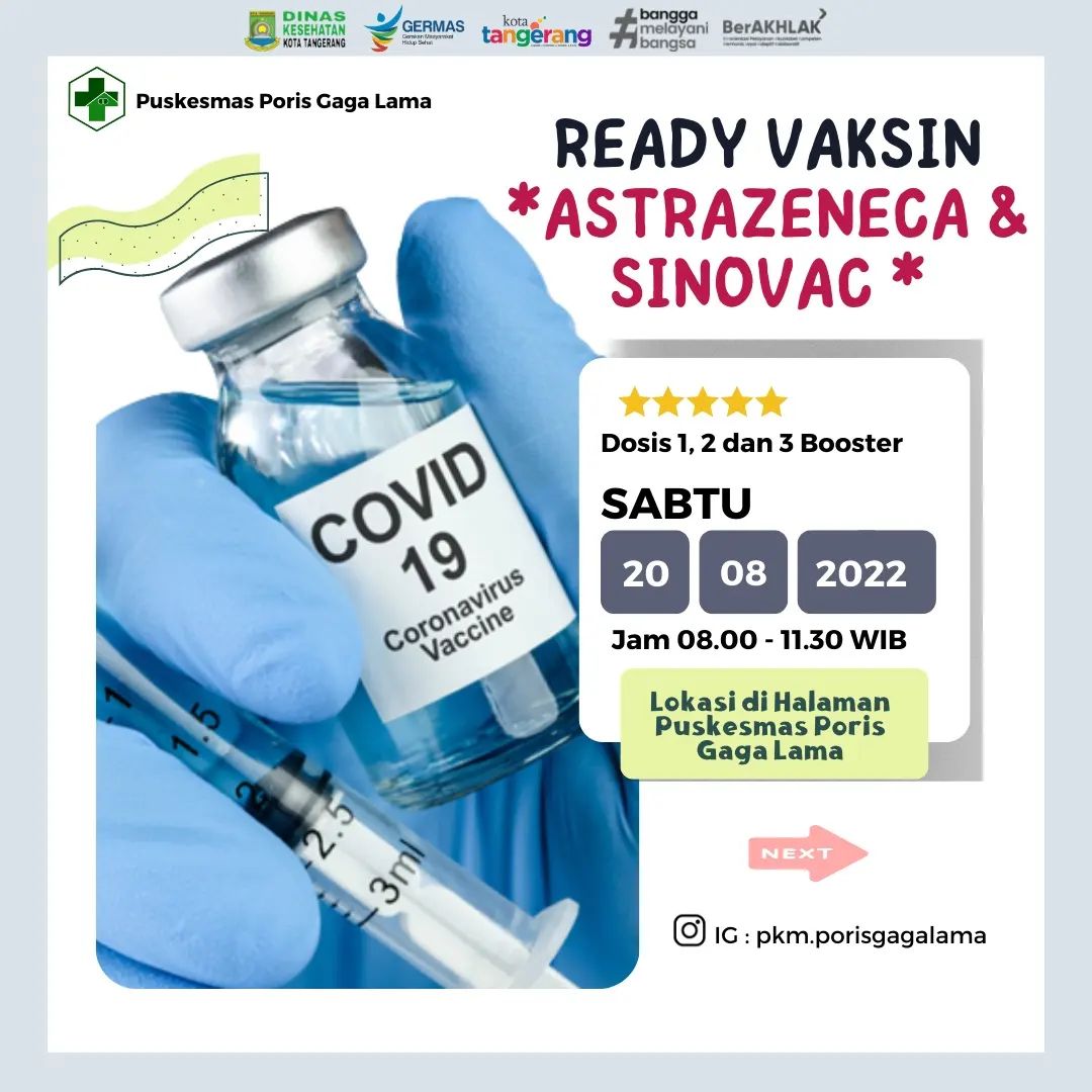 Vaksinasi COVID-19 Puskesmas Poris Gaga Lama Tangerang (20 Agustus 2022 ...