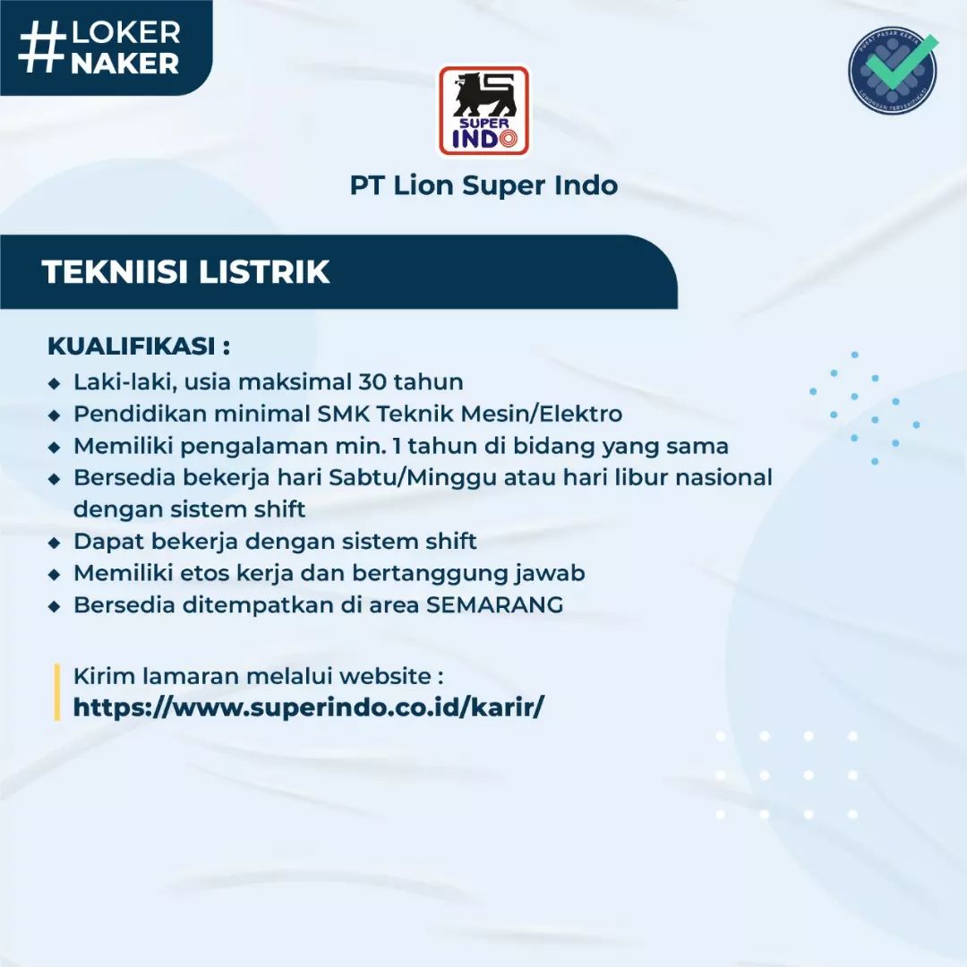 TEKNISI LISTRIK PT Lion Super Indo | AtmaGo