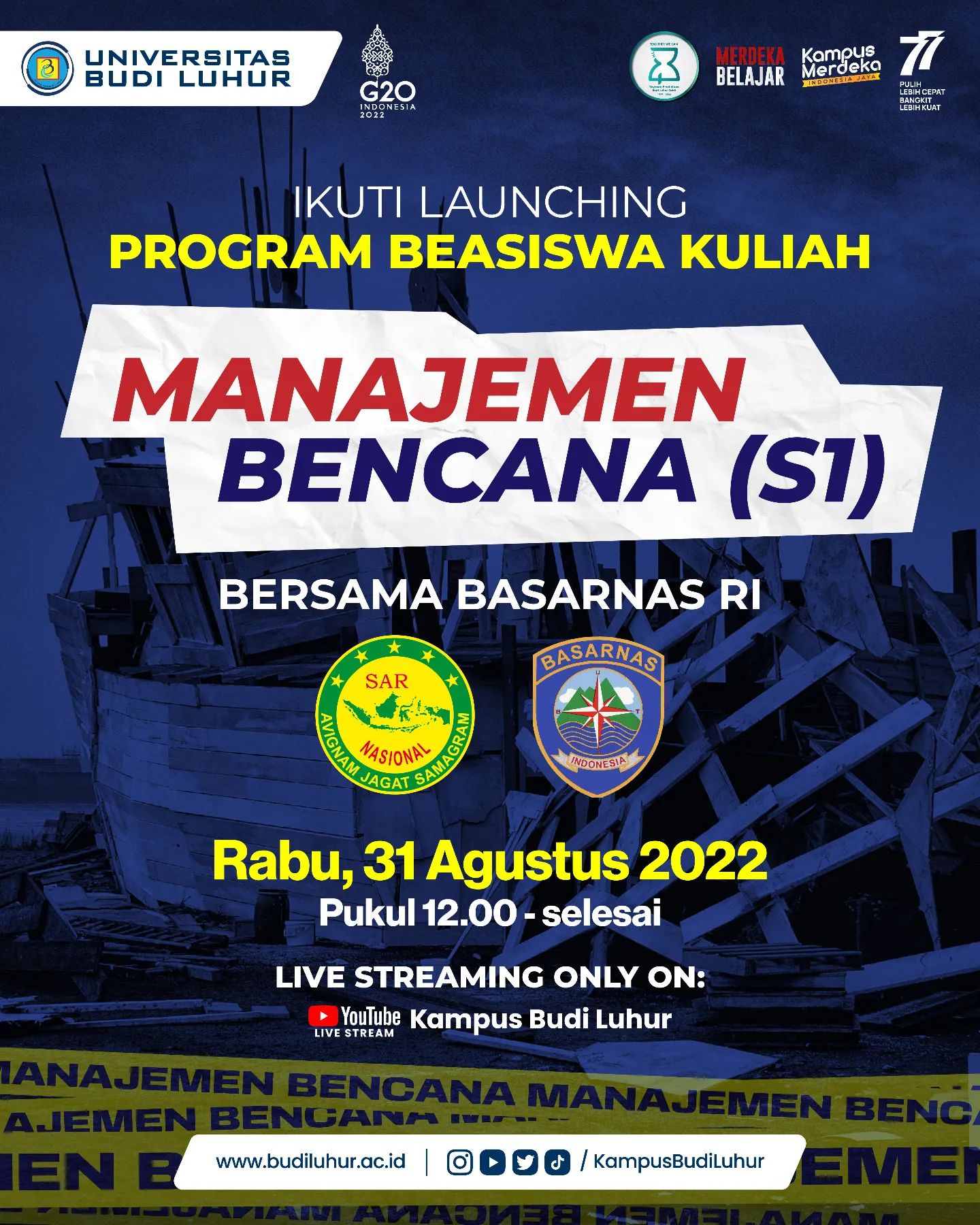 Launching Program Beasiswa Kuliah Jurusan Manajemen Bencana (S1 ...