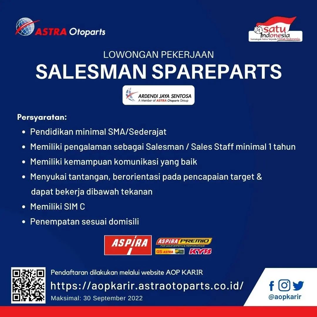 SALESMAN SPAREPARTS ASTRA Otoparts | AtmaGo