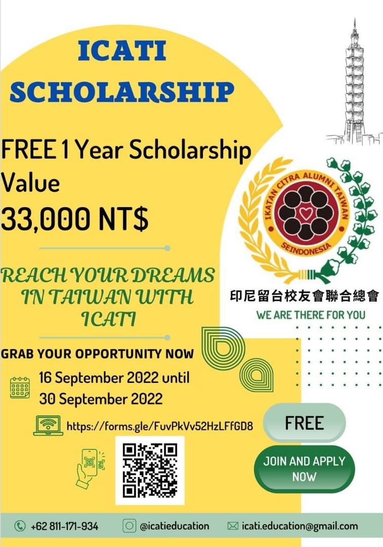 Beasiswa ICATI Taiwan 2023 | AtmaGo