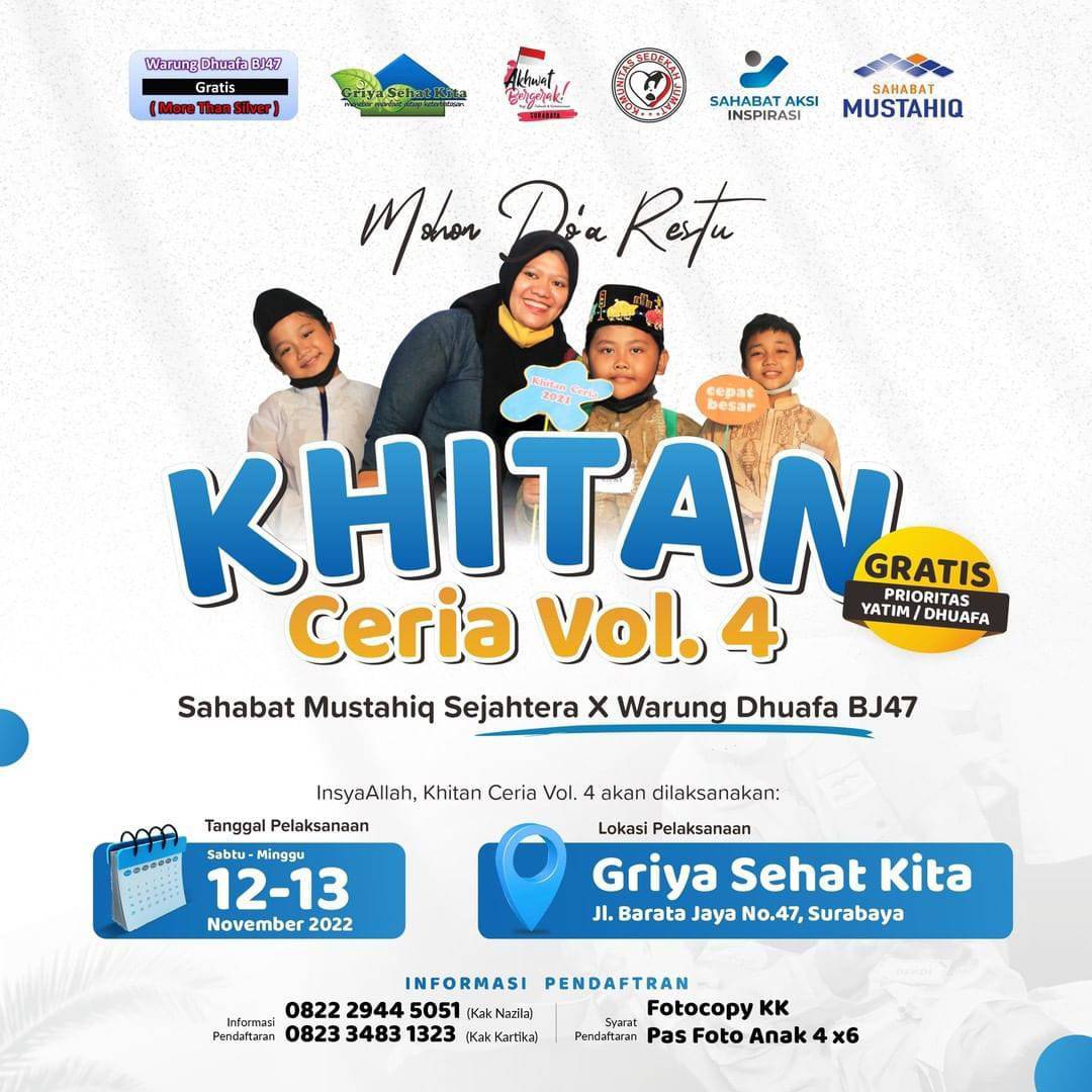 Khitan Ceria Gratis bagi Anak Yatim dan Dhuafa (12-13 November 2022) | AtmaGo