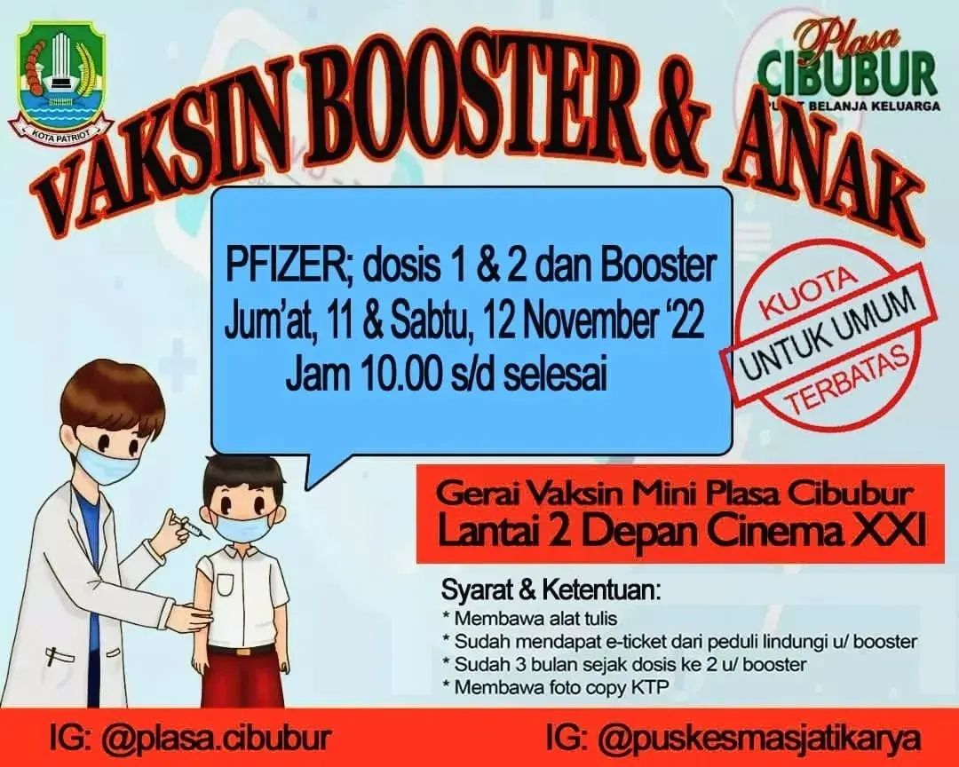 Vaksinasi COVID-19 Plasa Cibubur (11-12 November 2022) | AtmaGo