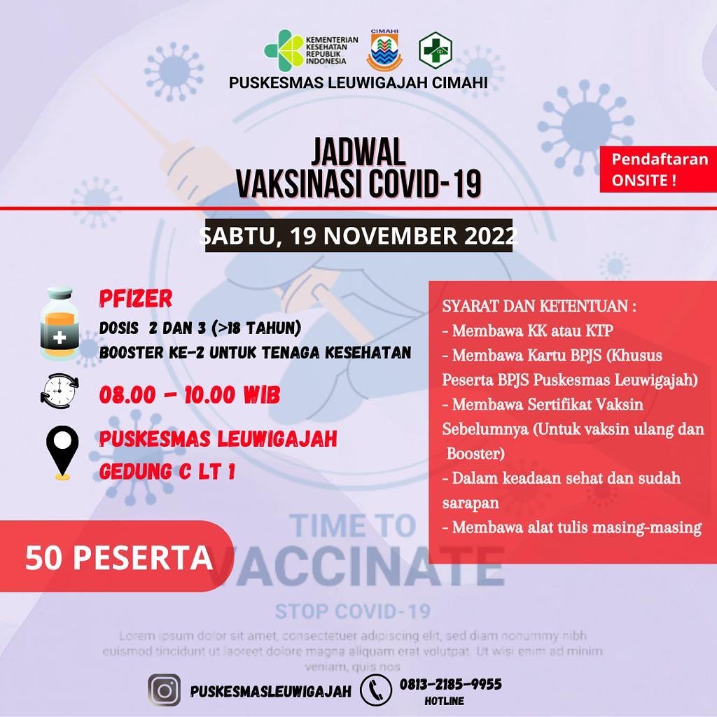Vaksinasi COVID-19 Puskesmas Leuwigajah Cimahi (19 November 2022) | AtmaGo