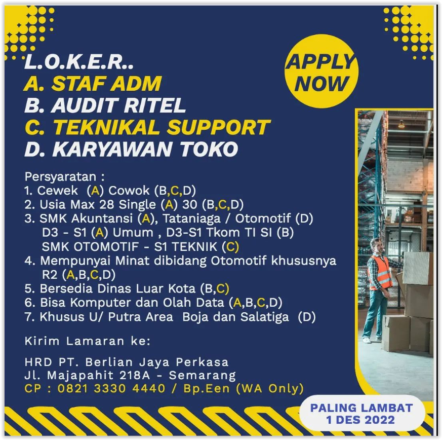 Admin, Audit, Teknikal Support, Karyawan Toko | AtmaGo