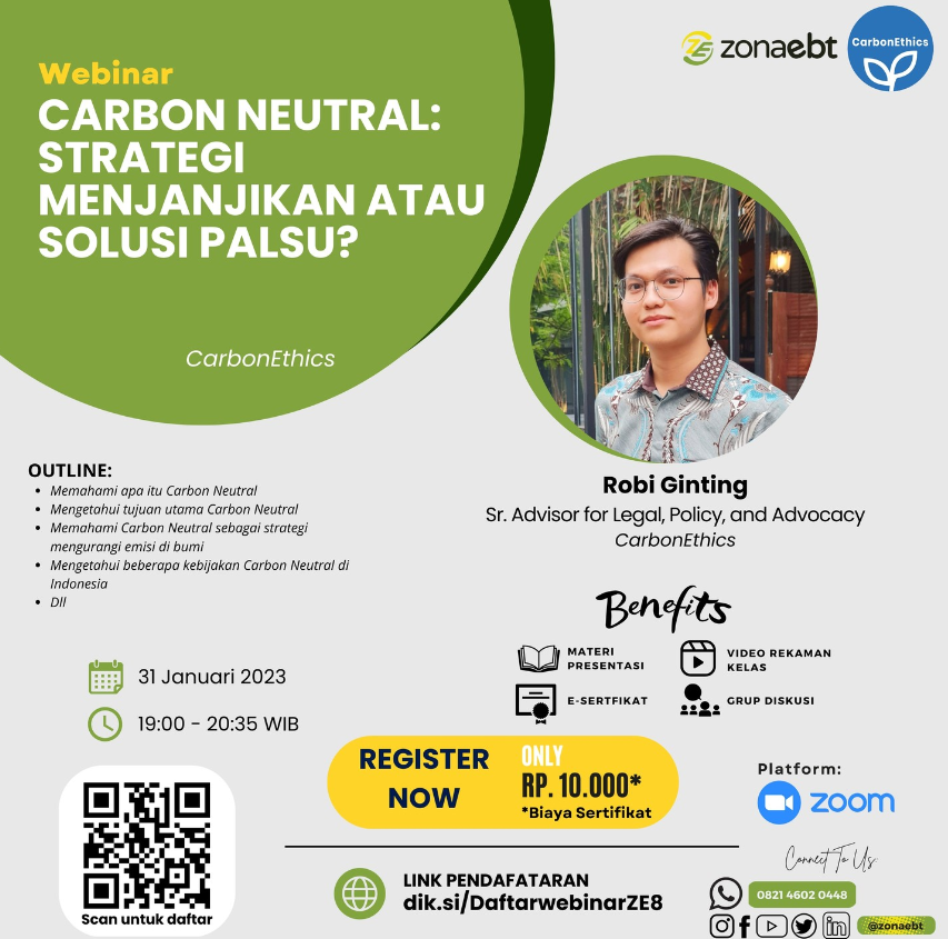 Webinar: Carbon Neutral, Strategi Menjanjikan atau Solusi Palsu? | AtmaGo