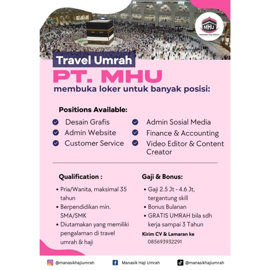 Desain Grafis, Admin Website, Customer Service, Admin Sosial Media ...