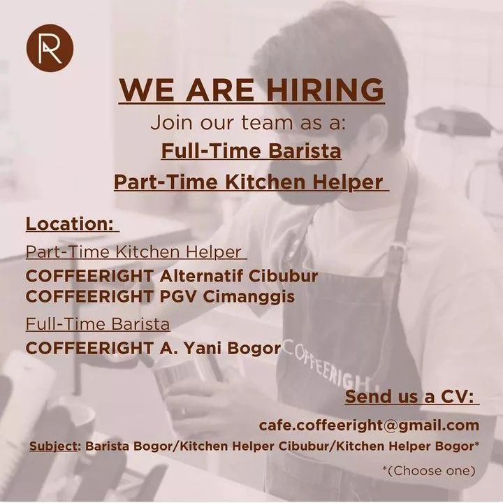 Full-Time Barista dan Part-Time Kitchen Helper | AtmaGo