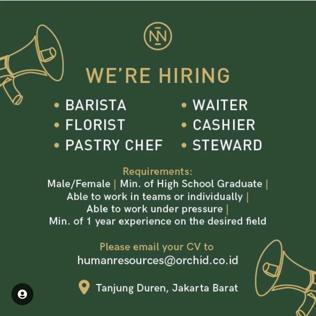 BARISTA, WAITER, FLORIST, CASHIER, PASTRY CHEF, STEWARD | AtmaGo