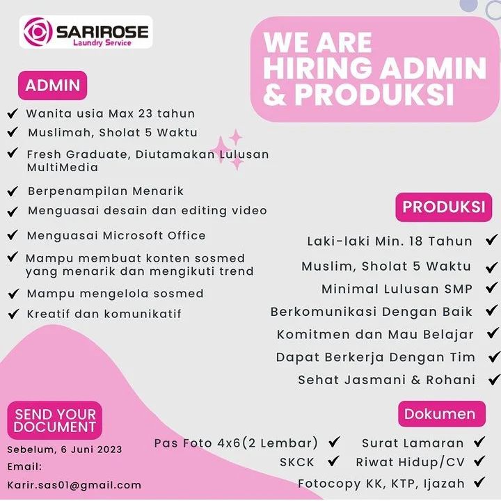 Produksi dan Admin - Wanita | AtmaGo