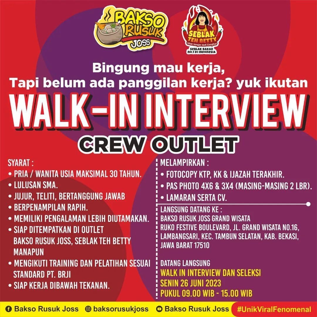 WALK-IN INTERVIEW CREW OUTLET | AtmaGo