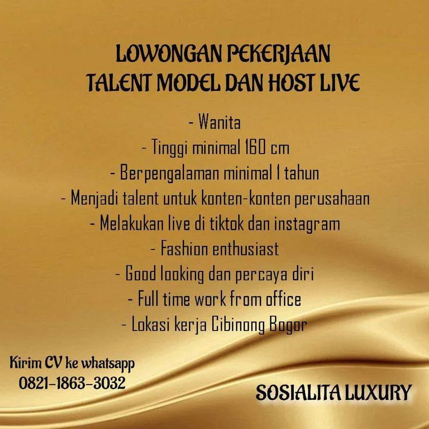 TALENT MODEL DAN HOST LIVE - Wanita | AtmaGo