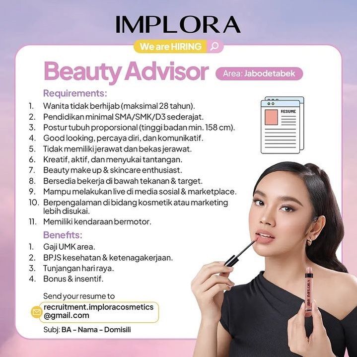 Beauty Advisor - Wanita | AtmaGo
