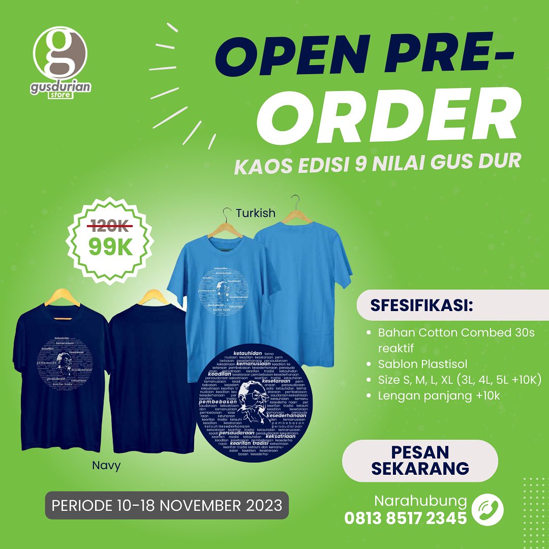 Open Pre-Order Kaos Edisi 9 Nilai Gus Dur | AtmaGo