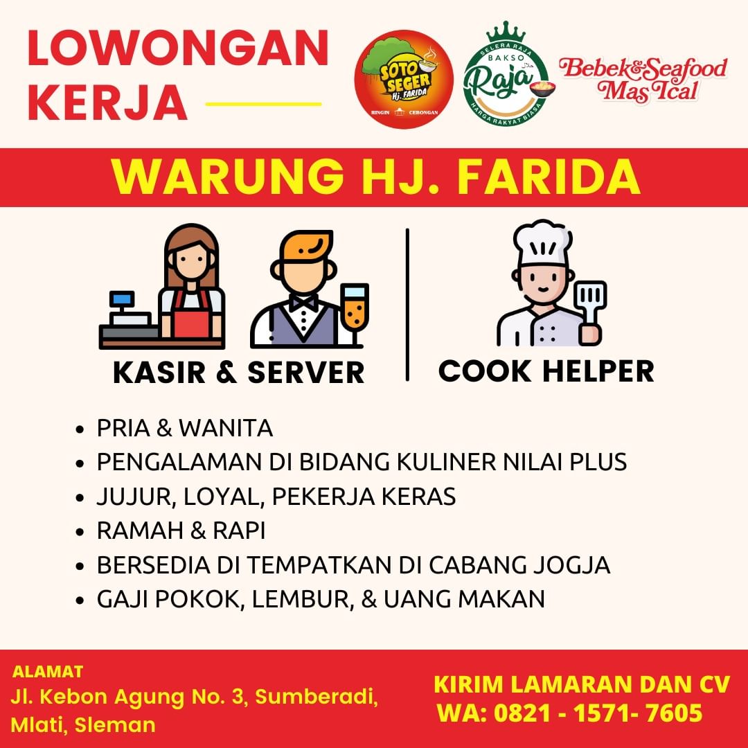 KASIR & SERVER dan COOK HELPER | AtmaGo