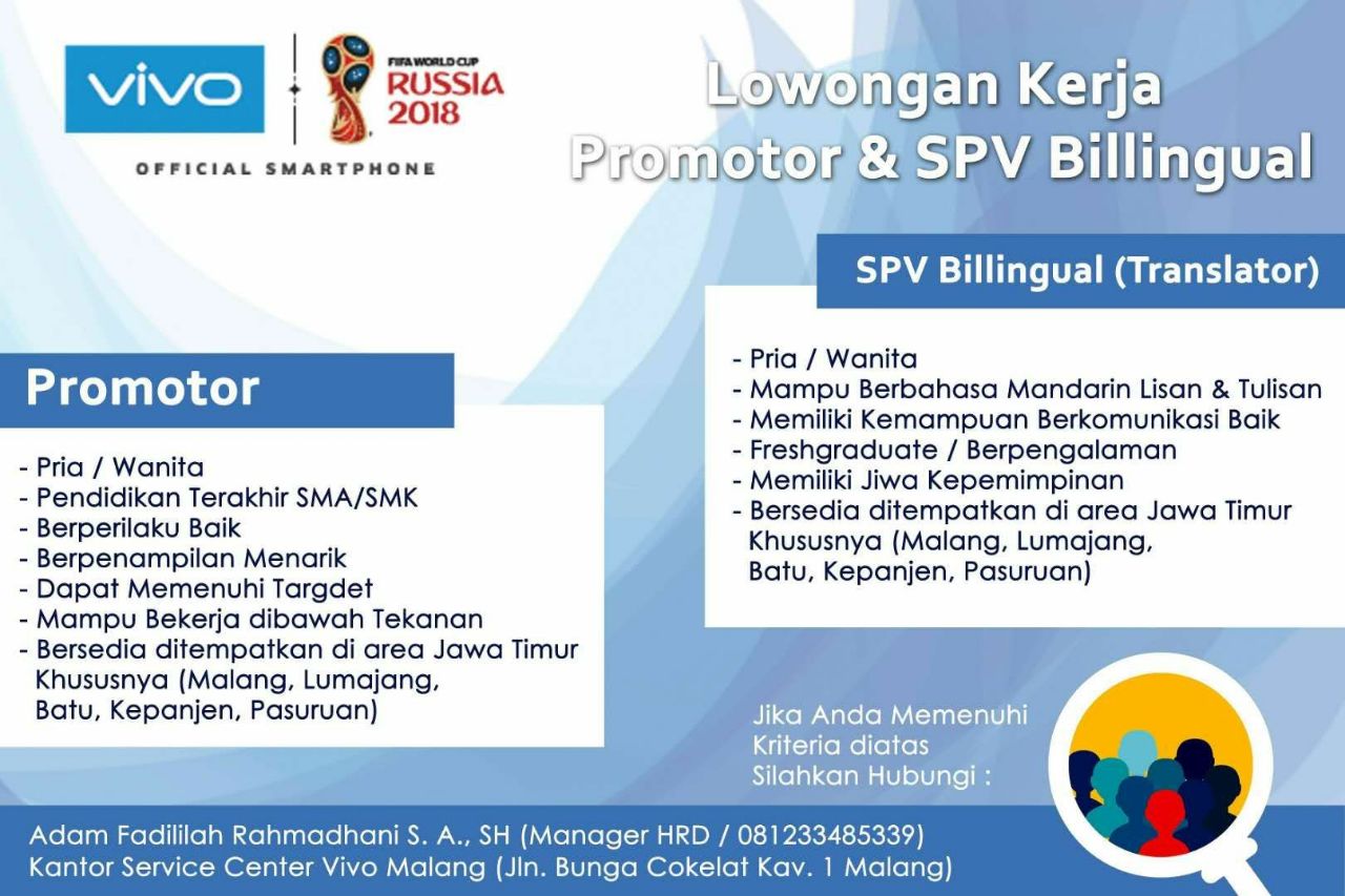 Lowongan Promotor dan SPV Billingual VIVO | AtmaGo