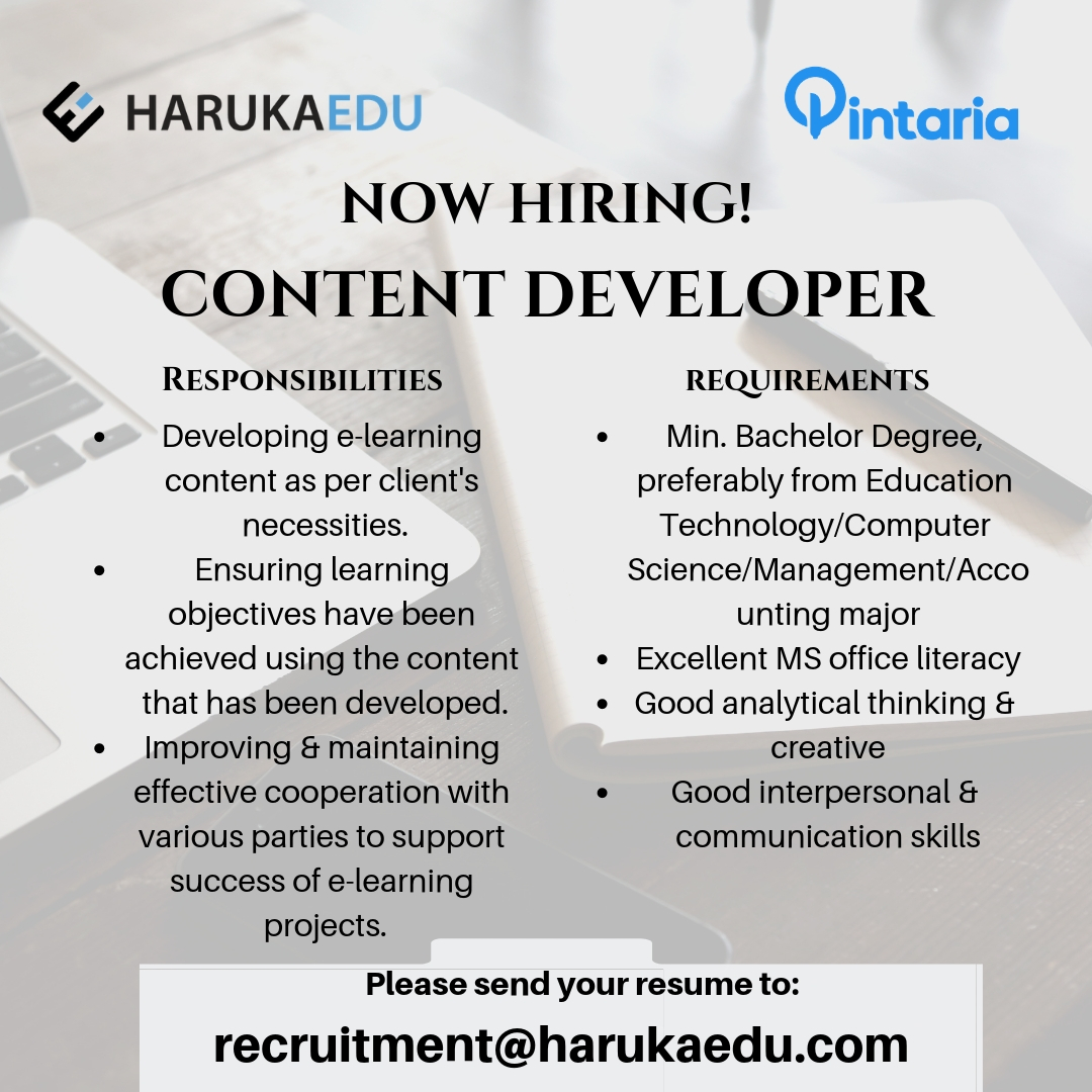 [LOWONGAN KERJA] Content Developer at PT Haruka Evolusi Digital Utama ...