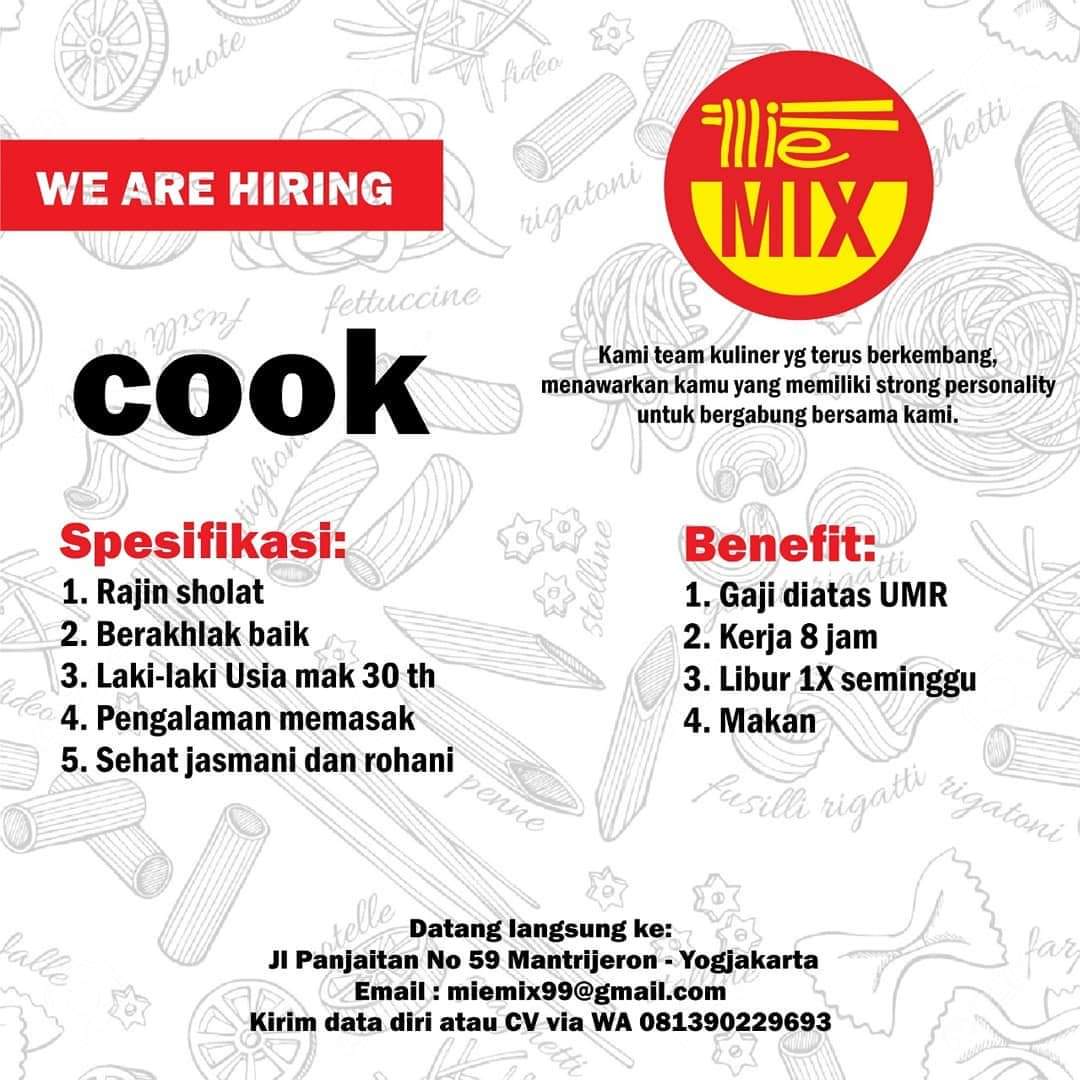 Lowongan Kerja Cook Mie Mix | AtmaGo