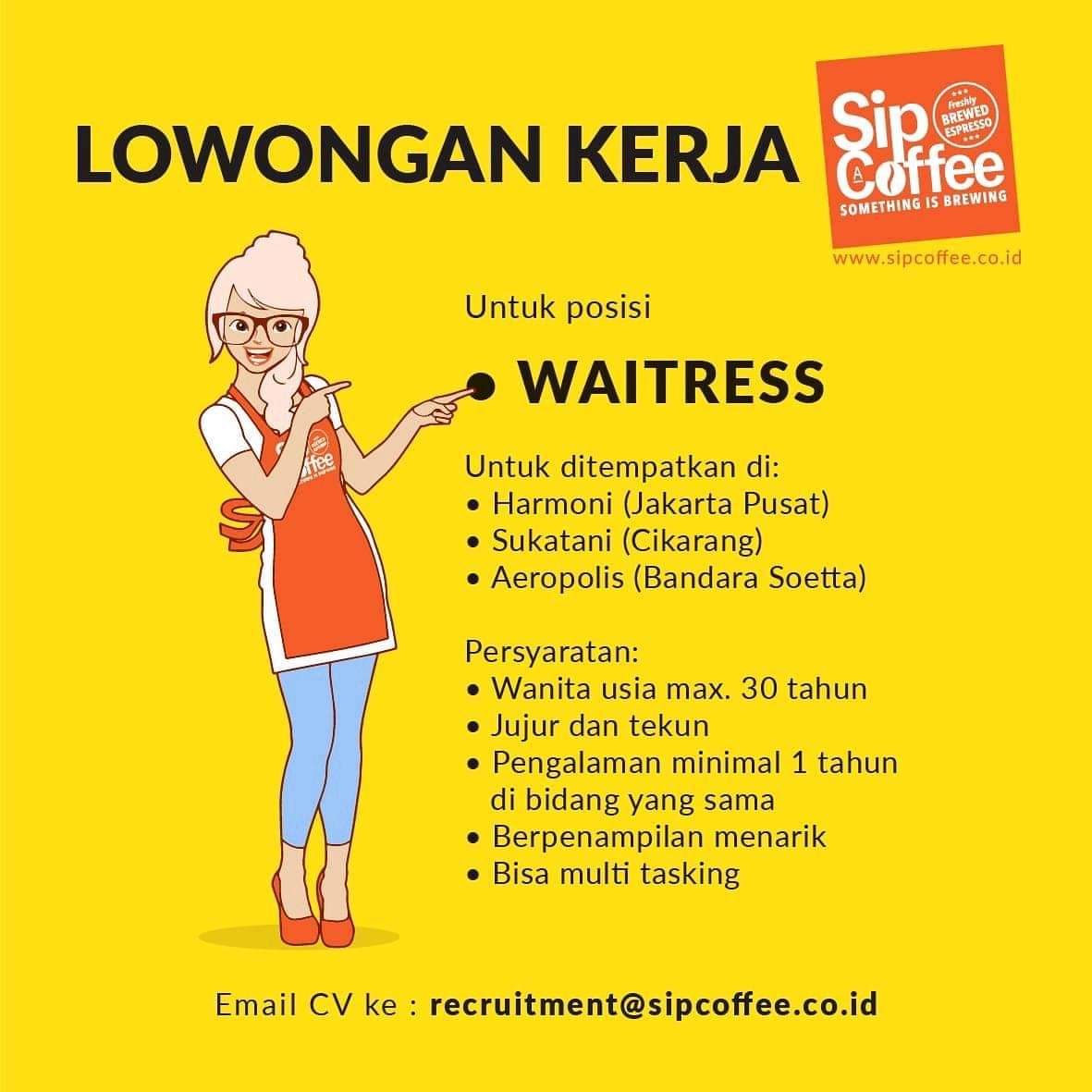 Lowongan Kerja Waitress Sip A Coffee | AtmaGo
