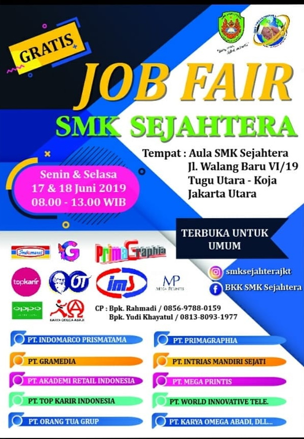(Bursa Kerja) Job Fair SMK Sejahtera, Koja, Jakarta Utara– Juni 2019 ...